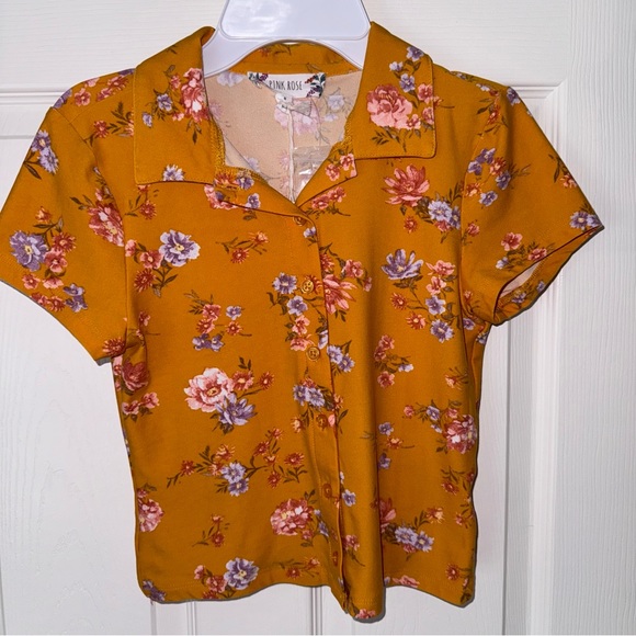 Pink Rose | Shirts & Tops | Nwt Pink Rose Top Ginger Rust Floral S ...